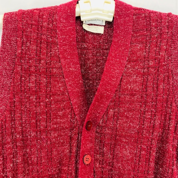 Vintage | Sweaters | Vintage Mod Red Cable Knit Cardigan Mens M | Poshmark
